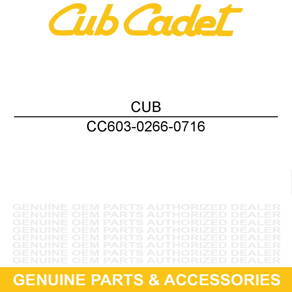 CUB CADET 603-0266-0716 Blade Pivot Assembly Yellow 99 42 Blade 302 ...